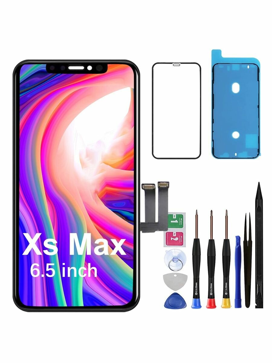 Экран для iPhone XS Max OLED дисплей с 3D Touch и сенсорным стеклом, модуль в сборе 6.5 (A1921 / A2101 / A2102 / A2103 / A2104) с инструментами для ремонта