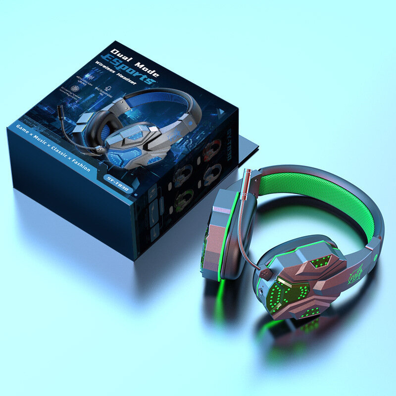 Игровые наушники SY-T830 с микрофоном, Bluetooth, Hi-Fi звук, подсветка, для ПК и телефона