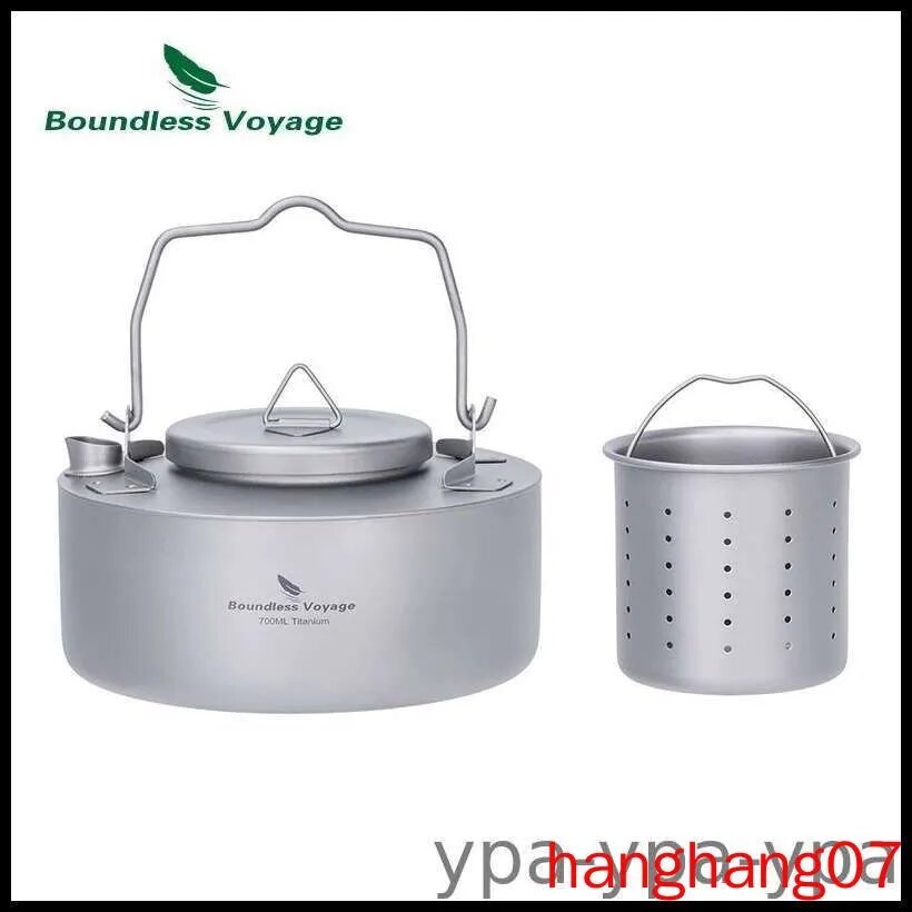 Титановый Чайник Boundless Voyage Ti3104D - 700 Мл, Чайник С Фильтром Для Чистого Чая, Лёгкий И Компактный, Для Кемпинга И Путешествий
