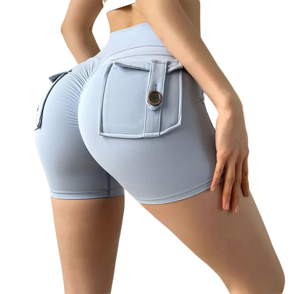 Женские обтягивающие шорты персикового цвета tooling yoga pants небесно-голубого L