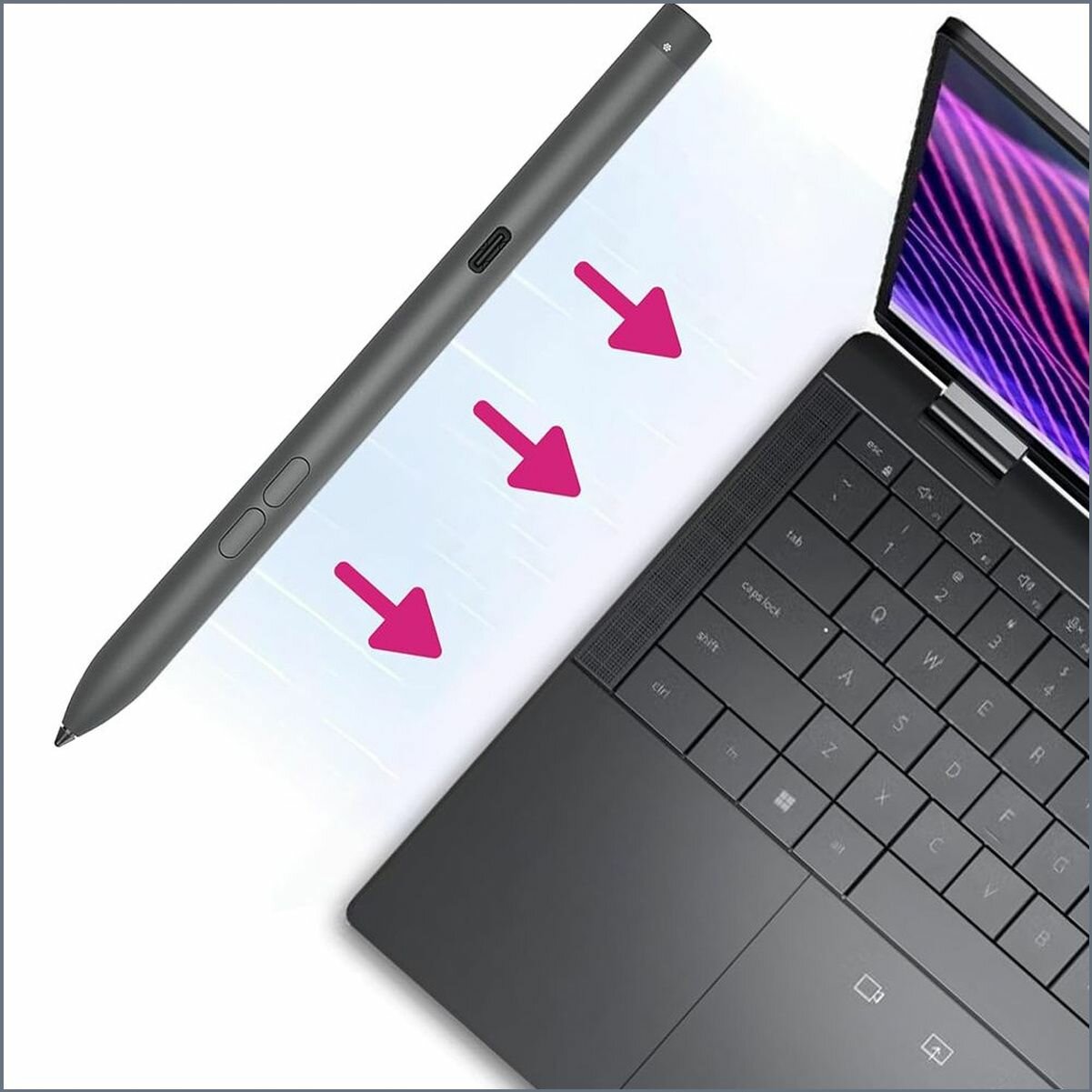Активное перо PN7522W для Dell с подзарядкой, 4096 уровней нажима, 40 дней автономной работы