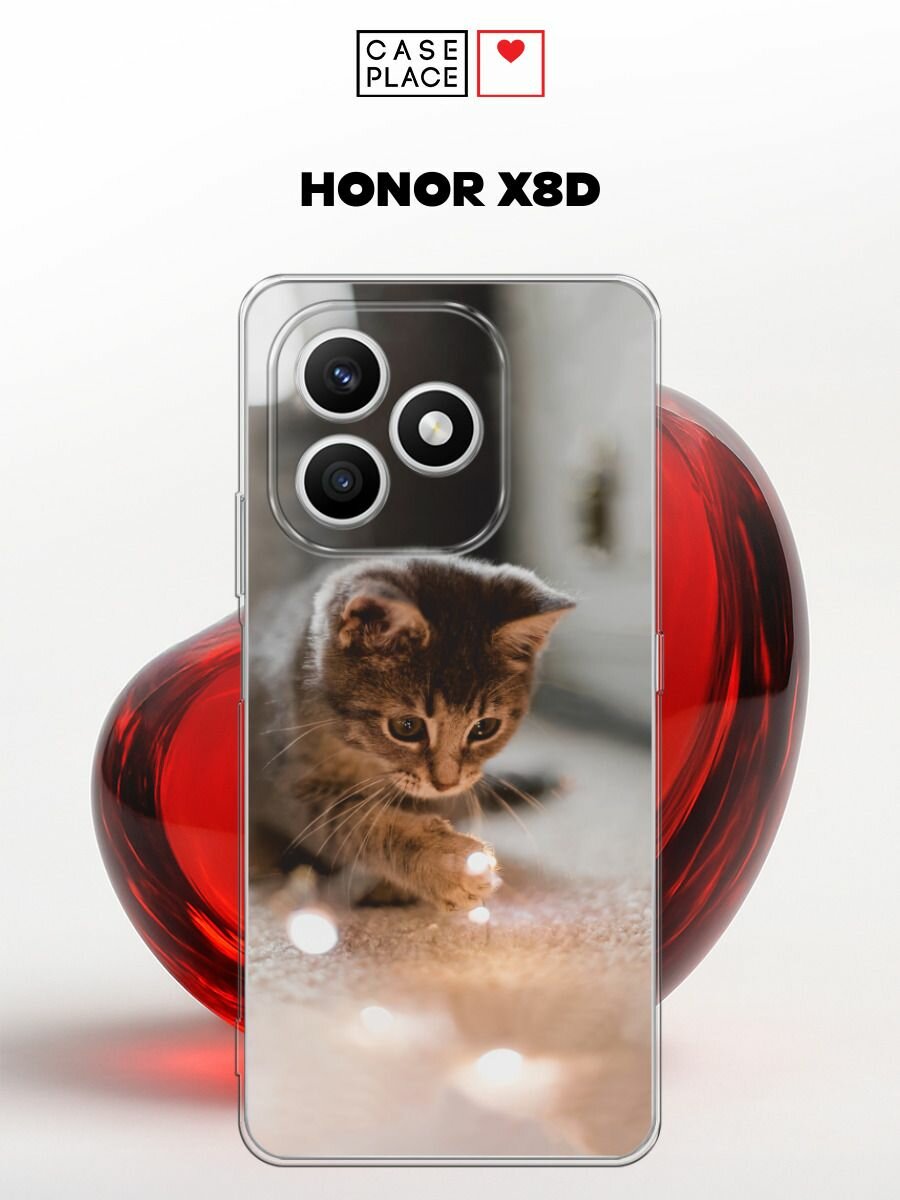 Чехол на Honor X8d / Хонор X8d с принтом Любознательный котенок