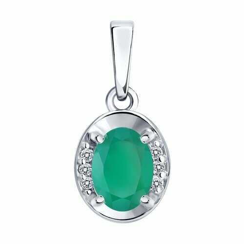 Подвеска, серебро, 925 проба, родирование, фианит, агат