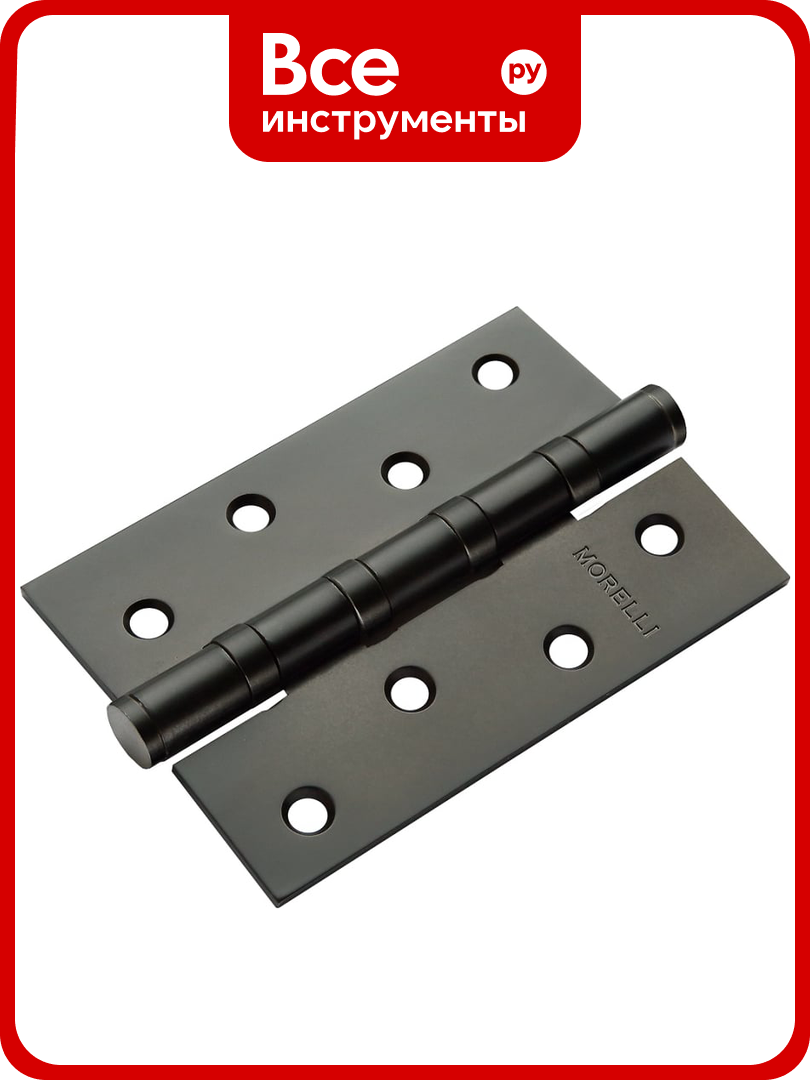Петля MORELLI MS 100X70X2.5-4BB BL стальная черный, врезная установка, карточный тип, гальваническое покрытие
