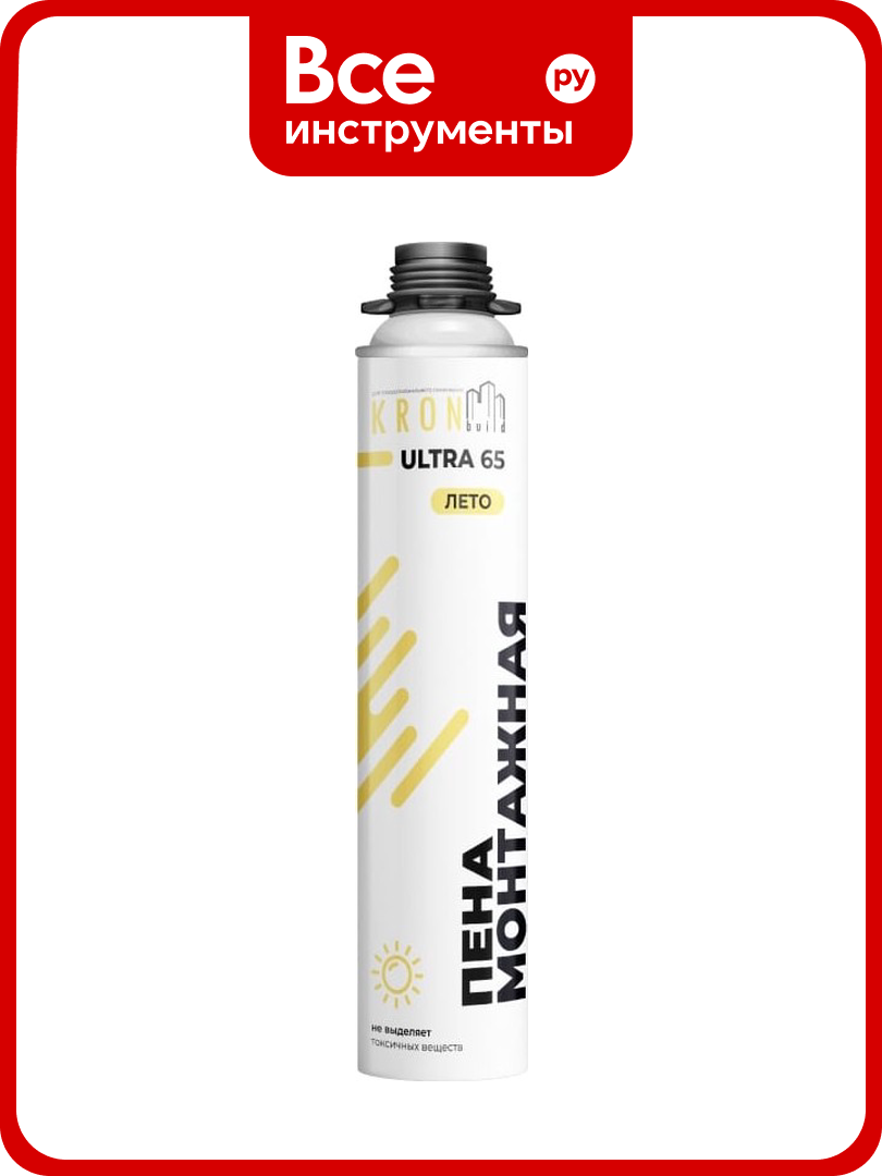 Монтажная пена Kronbuild Лето Ultra 65 FSU65, 12 шт, повышенная звукоизоляция, летняя формула, баллон под пистолет