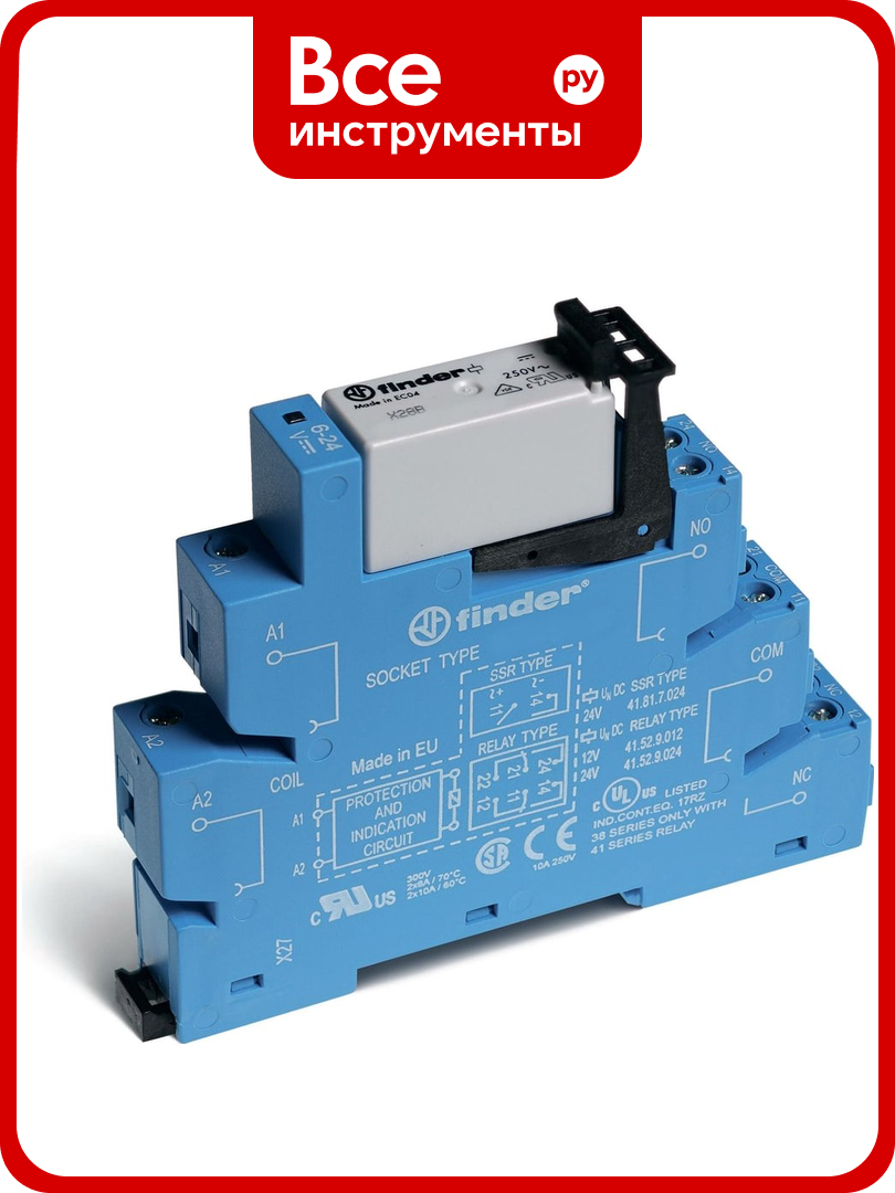 Интерфейсный модуль реле Finder 2 CO конт. 8а, = 24в Ac/Dc, винт. зажимы, 385200240060