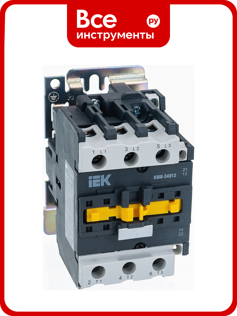 Контактор IEK КМИ-34012 40А 220В ИЭК KKM31-040-230-11 силовой трехполюсный нереверсивный монтажный
