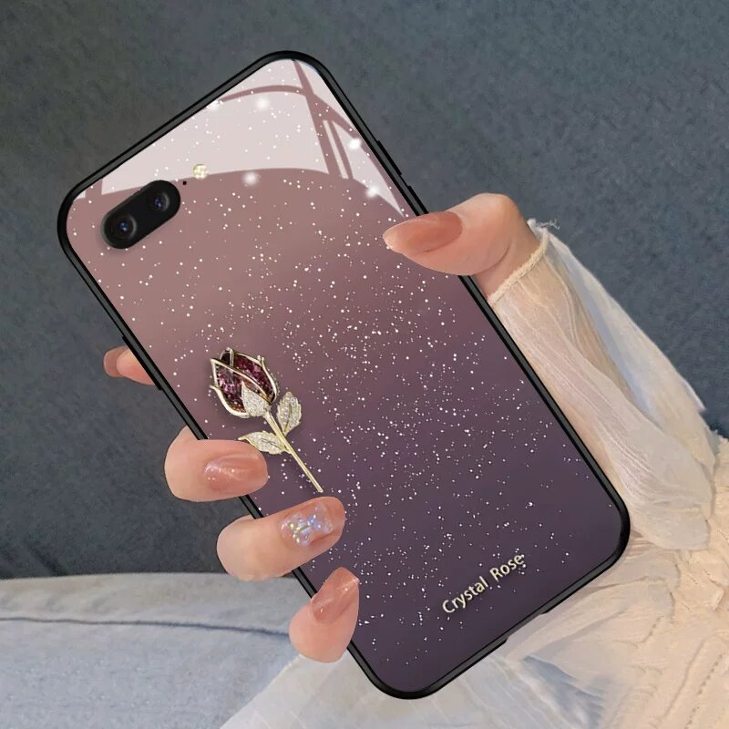 Чехол для iPhone 6 Plus из стекла с узором Звездная тюльпан в фиолетовом цвете, прозрачная защита для смартфонов Apple
