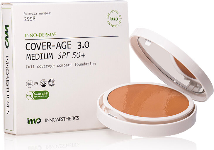 INNO-DERMA Крем-пудра с широким спектром действия SPF50+, тон средний Inno-Derma Cover-Age 3.0 Medium SPF50+