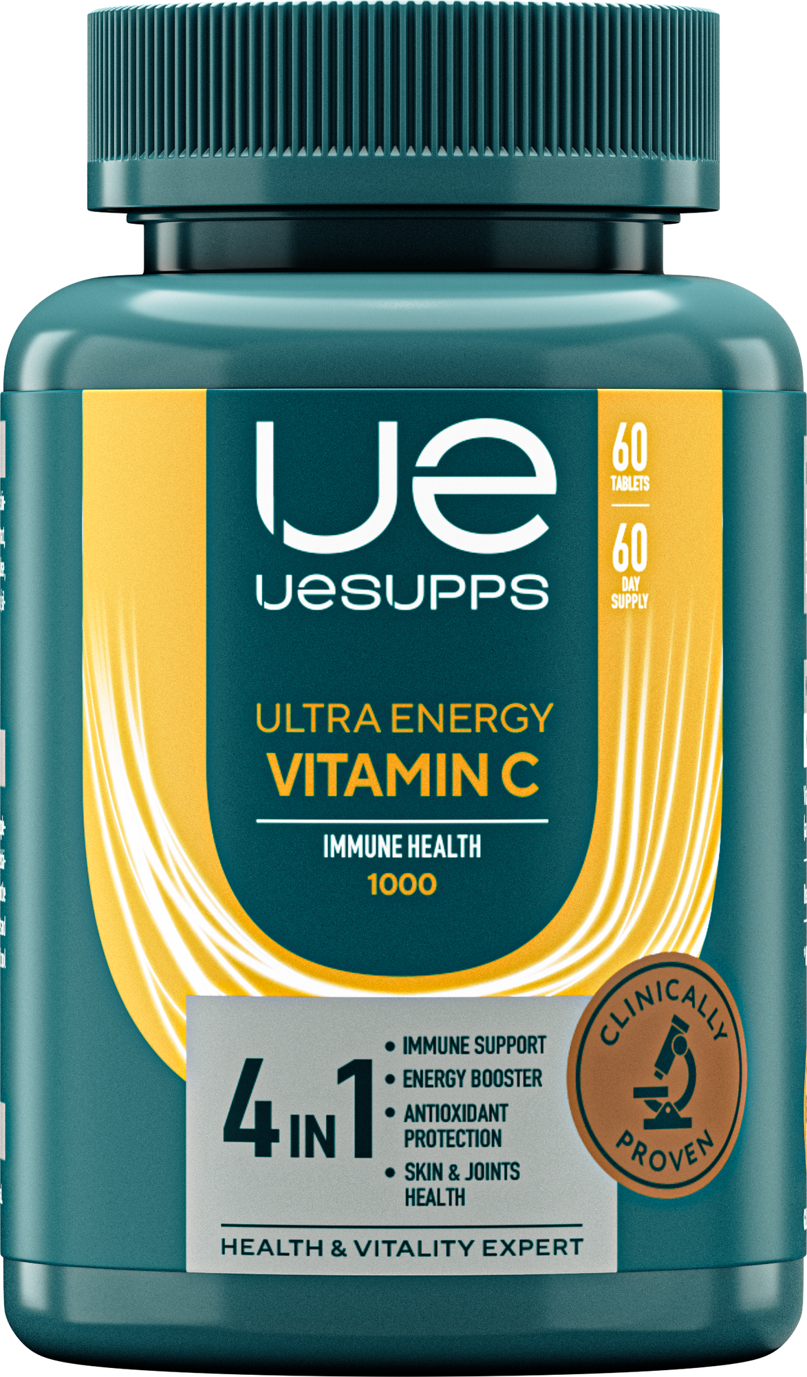 UESUPPS Витамин C 60 таблеток Ultra Energy Vitamin C 60 Vegan 150ml