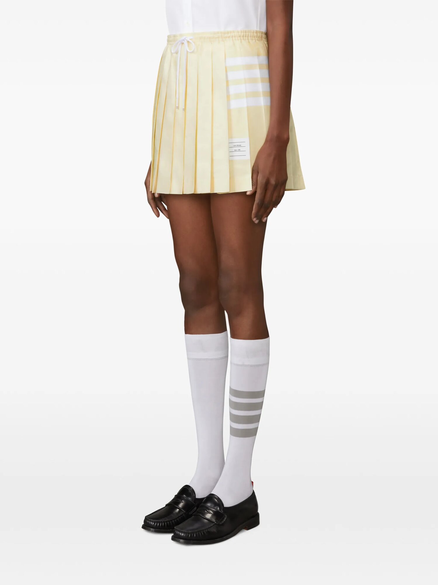 Юбка THOM BROWNE 4-Bar drawstring pleated mini skirt, размер 36, yellow — фото 1