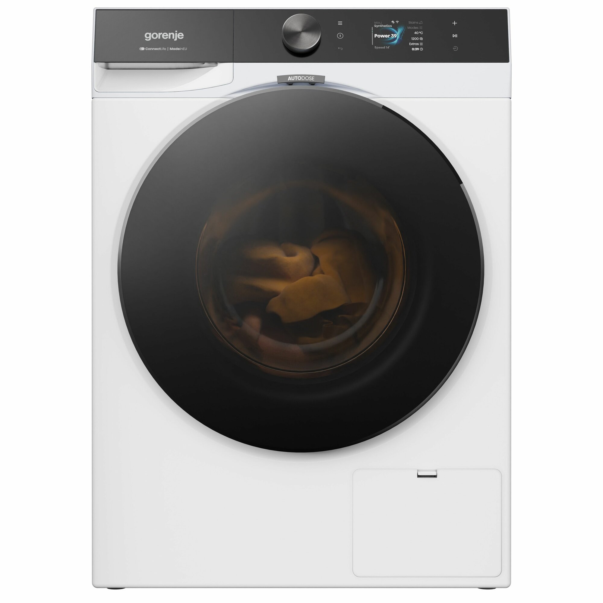 Стиральная машина Gorenje WG8X4AT4, 10,5 кг, 60 см, обработка паром SteamTech, Wi-Fi самоочистка, белый, черный