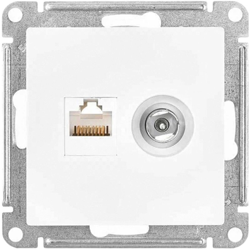 Розетка 2-ая TV+комп. RJ45 кат. 5Е SE AtlasDesign Белый (ATN000189)