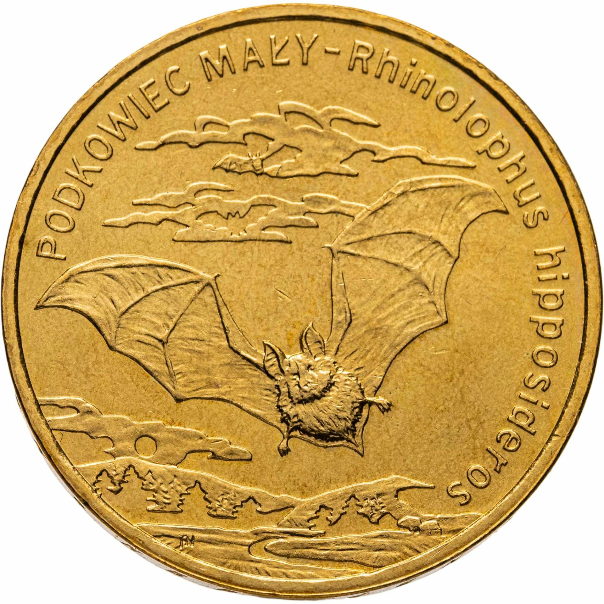 Польша 2 злотых zlote 2010 Всемирная природа - Летучая мышь, Латунь, в сохранности UNC