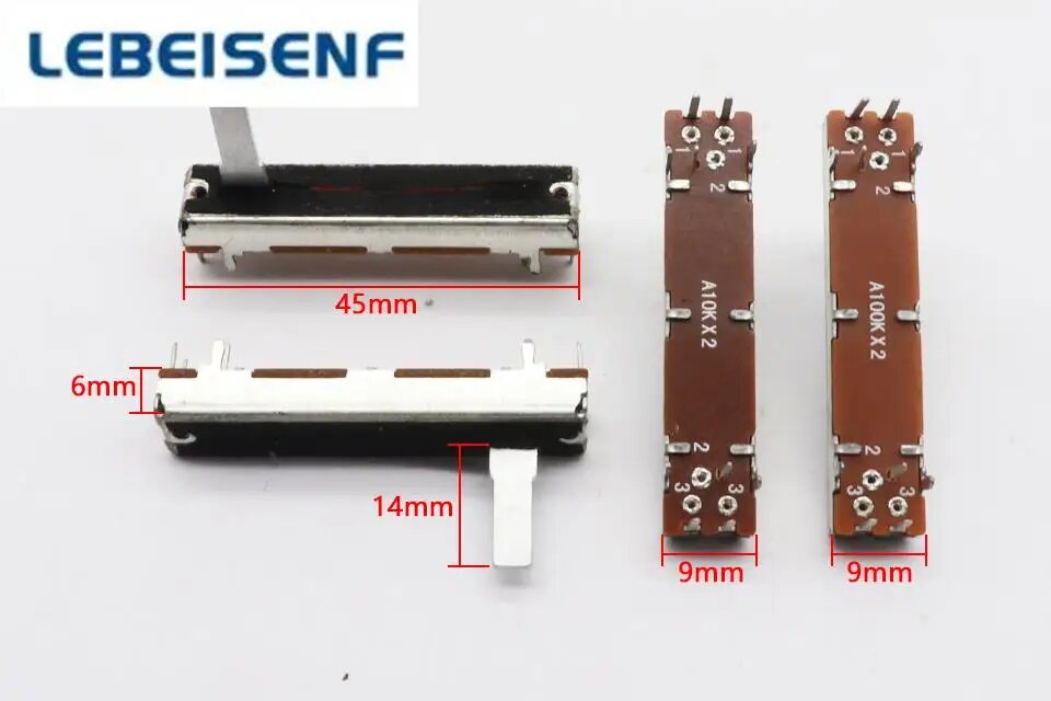 10pcs 3021G 45mm Straight Slide Push Potentiometer A10K A100K Dimmer Table Mixer Fader