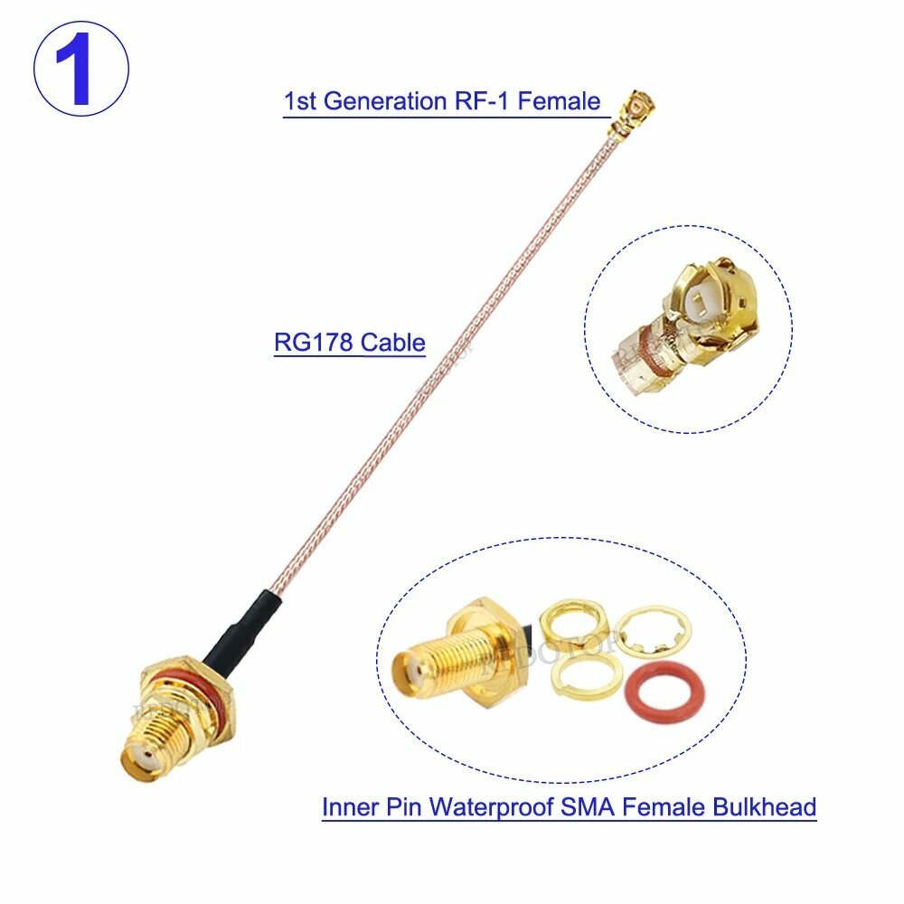 RFDOTOP RG178 SMA F to RF-1 F 10CM