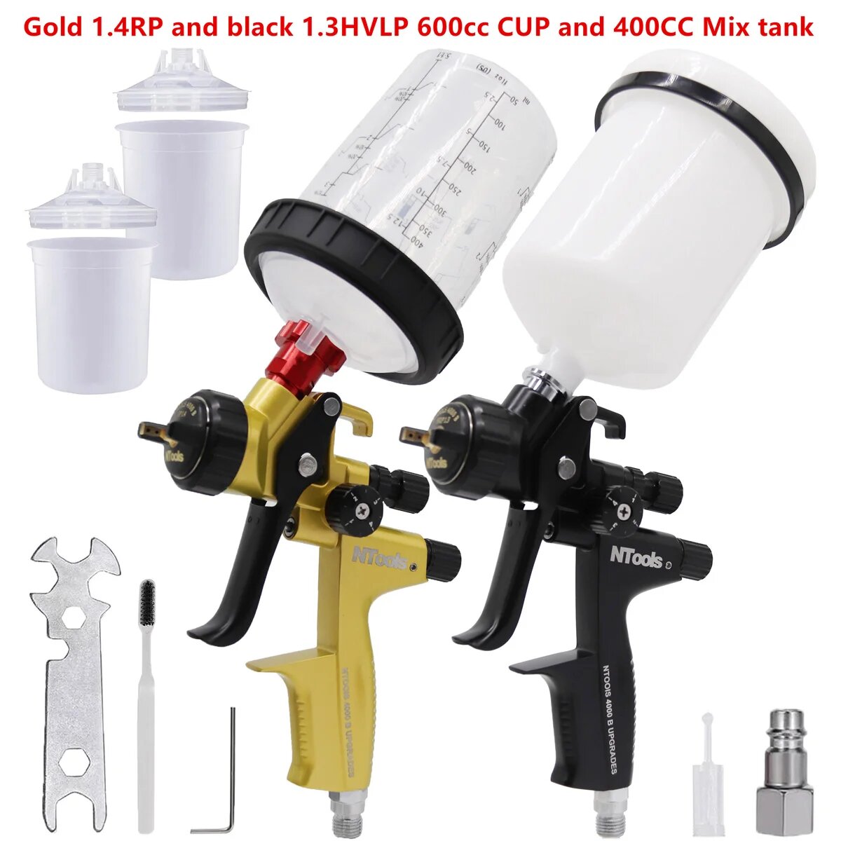 Пневматический краскопульт NTOOLS 2 шт, 1.3/1.4 mix cup