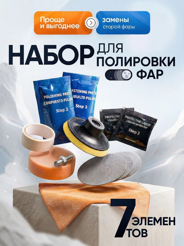 Набор для полировки фар автомобиля