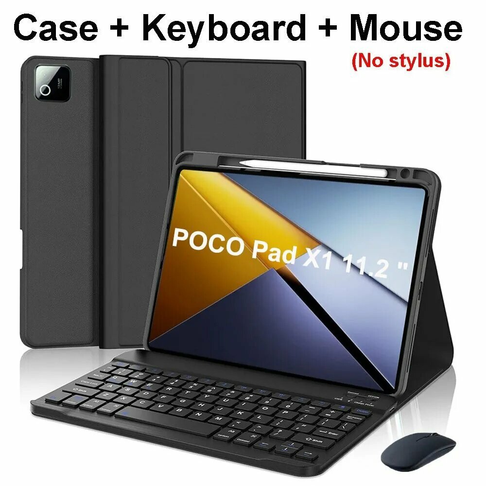 Чехол для Xiaomi POCO Pad X1 11,2 дюйма, чехол с русской Bluetooth-клавиатурой для POCO Pad X1 11,2