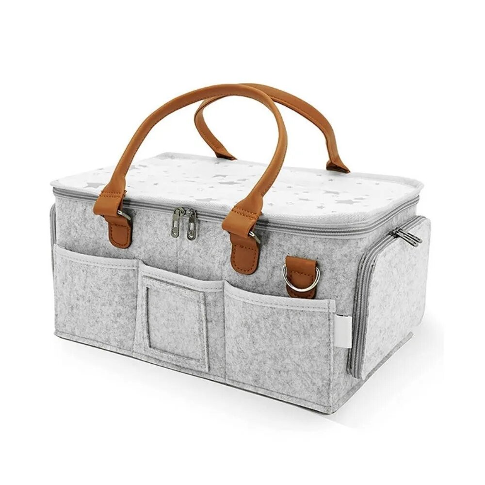 Войлочная сумка для подгузников Grey Diaper Storage Bag with lid