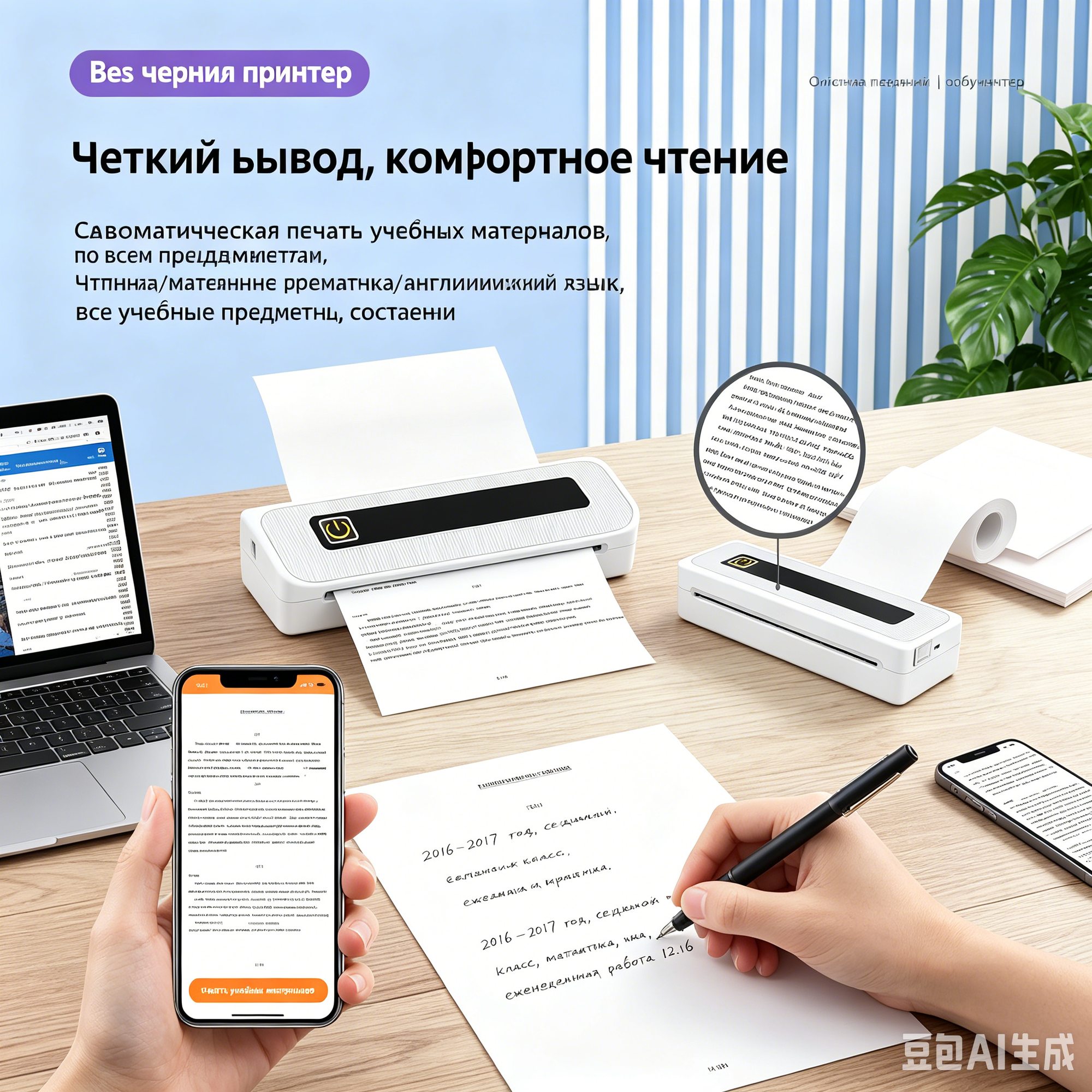 Лазерный мини-принтер А4 без чернил Bluetooth для печати заданий, татуировок дома для детей — фото 1