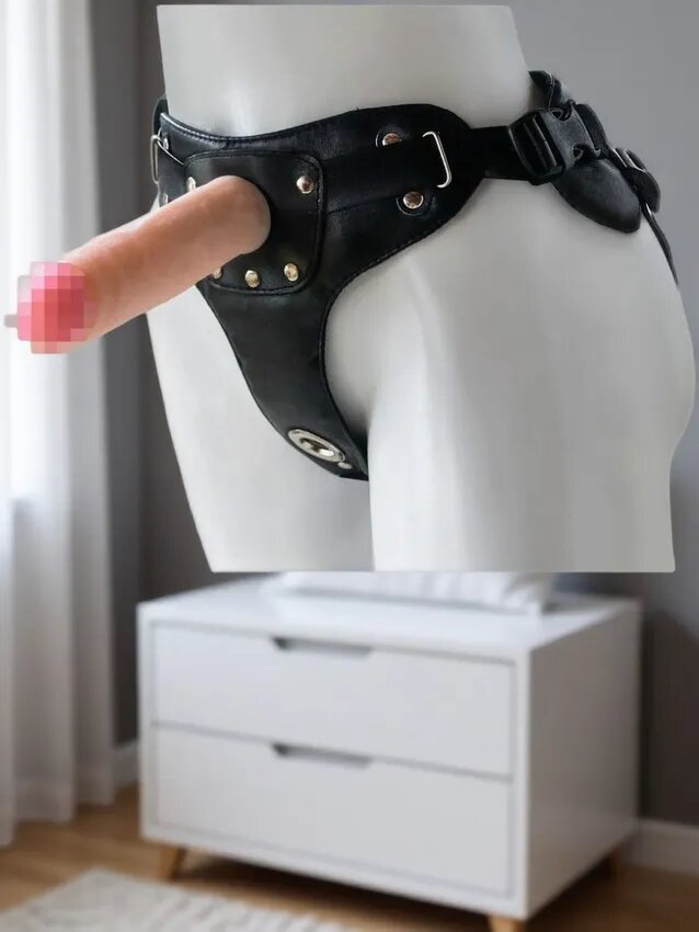 LOVETOY (А-Полимер) Черный пояс-трусики с двумя телесными насадками Soft-Dolli - 15,7 и 10 см. (980600)