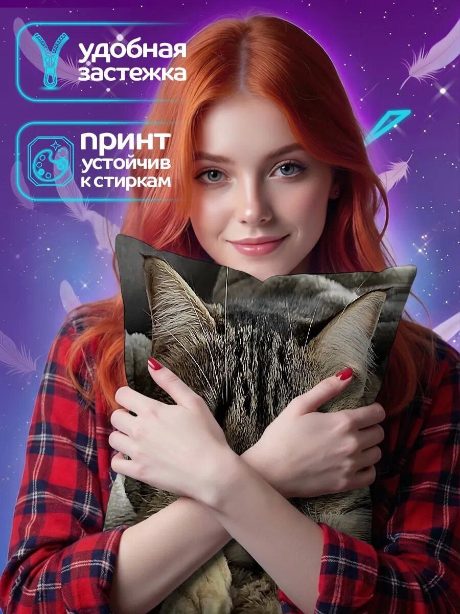 Подушка дакимакура Кот в пледе — фото 1