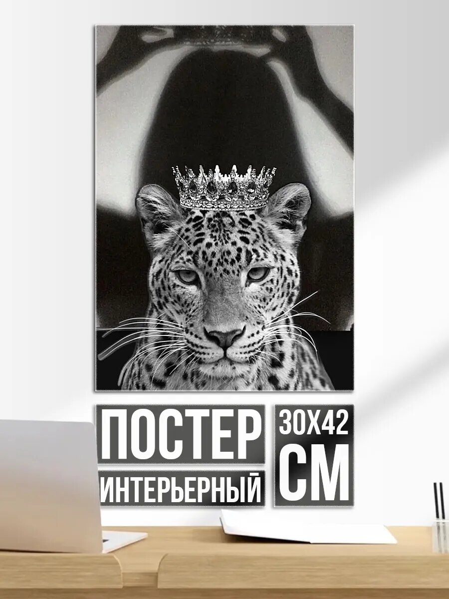 Плакат постер Леопард в короне
