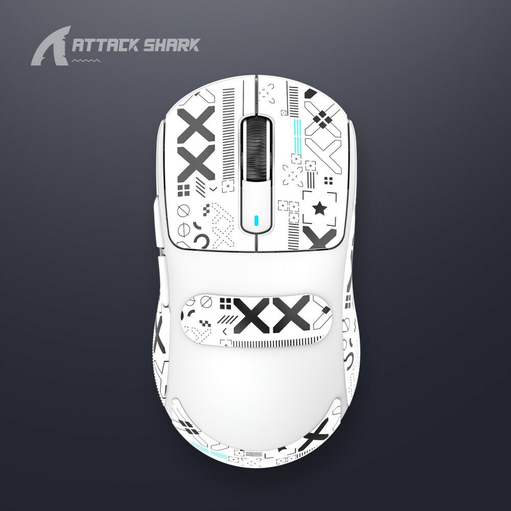 Игровая Мышь Attack Shark X3 Белая, Три Режима, PAW3395, 49г, 26000DPI, 200 Ч, 6 Кнопок