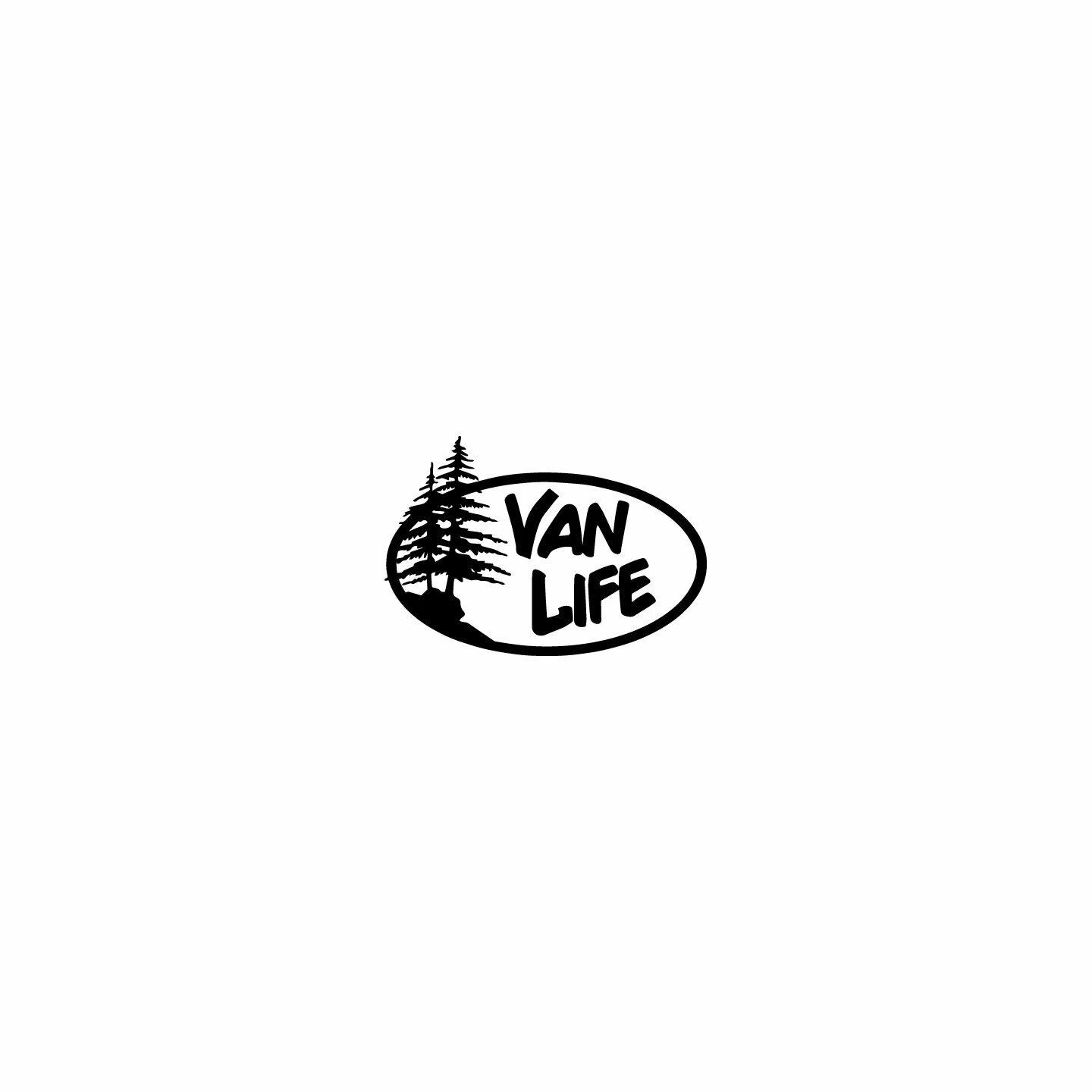 Виниловая наклейка VAN LIFE с изображением сосны, светоотражающая наклейка для черный, L, Черный
