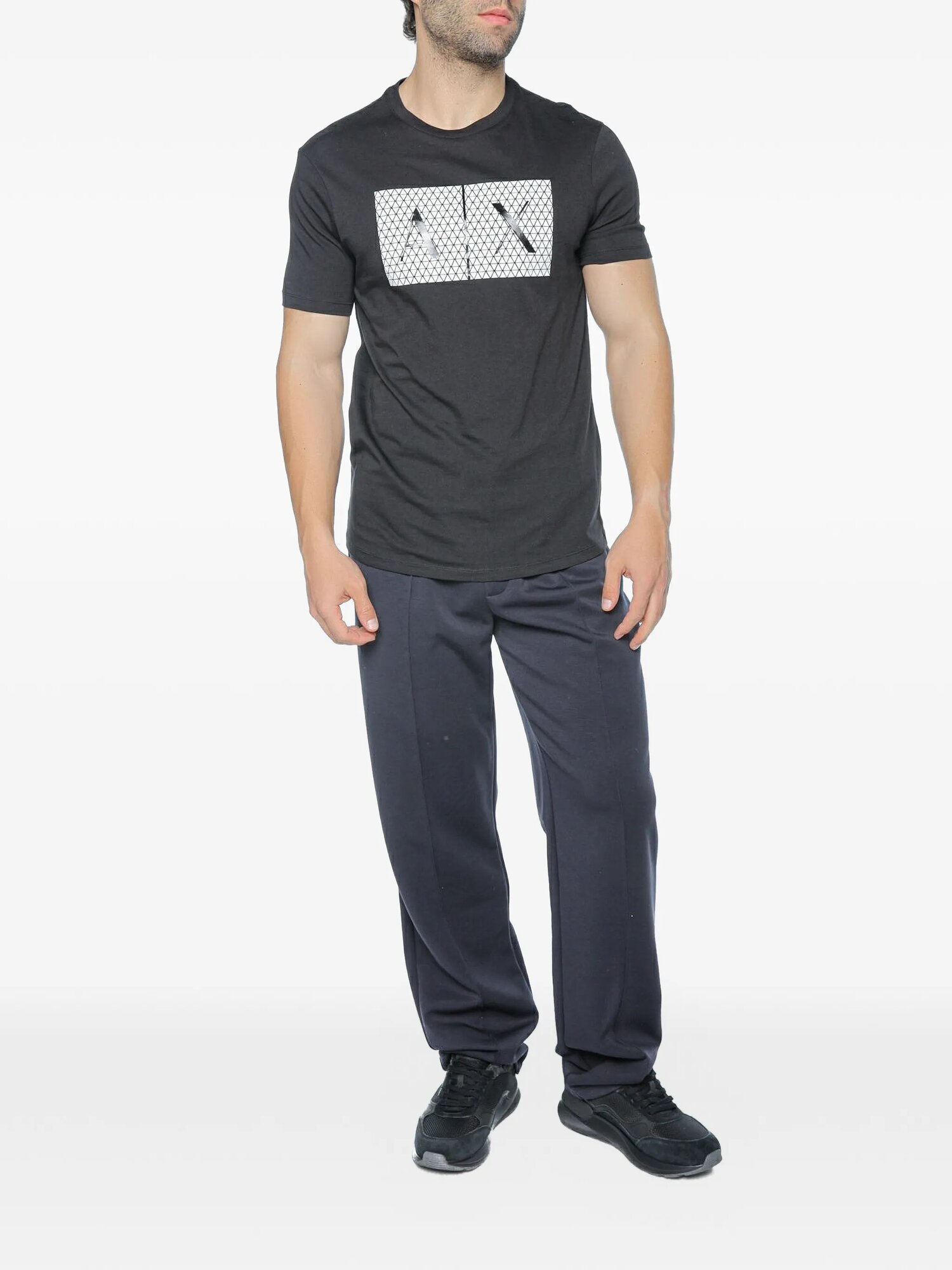 Брюки Armani Exchange Drawstring-waist pleated trousers, размер 52, black/black — фото 1