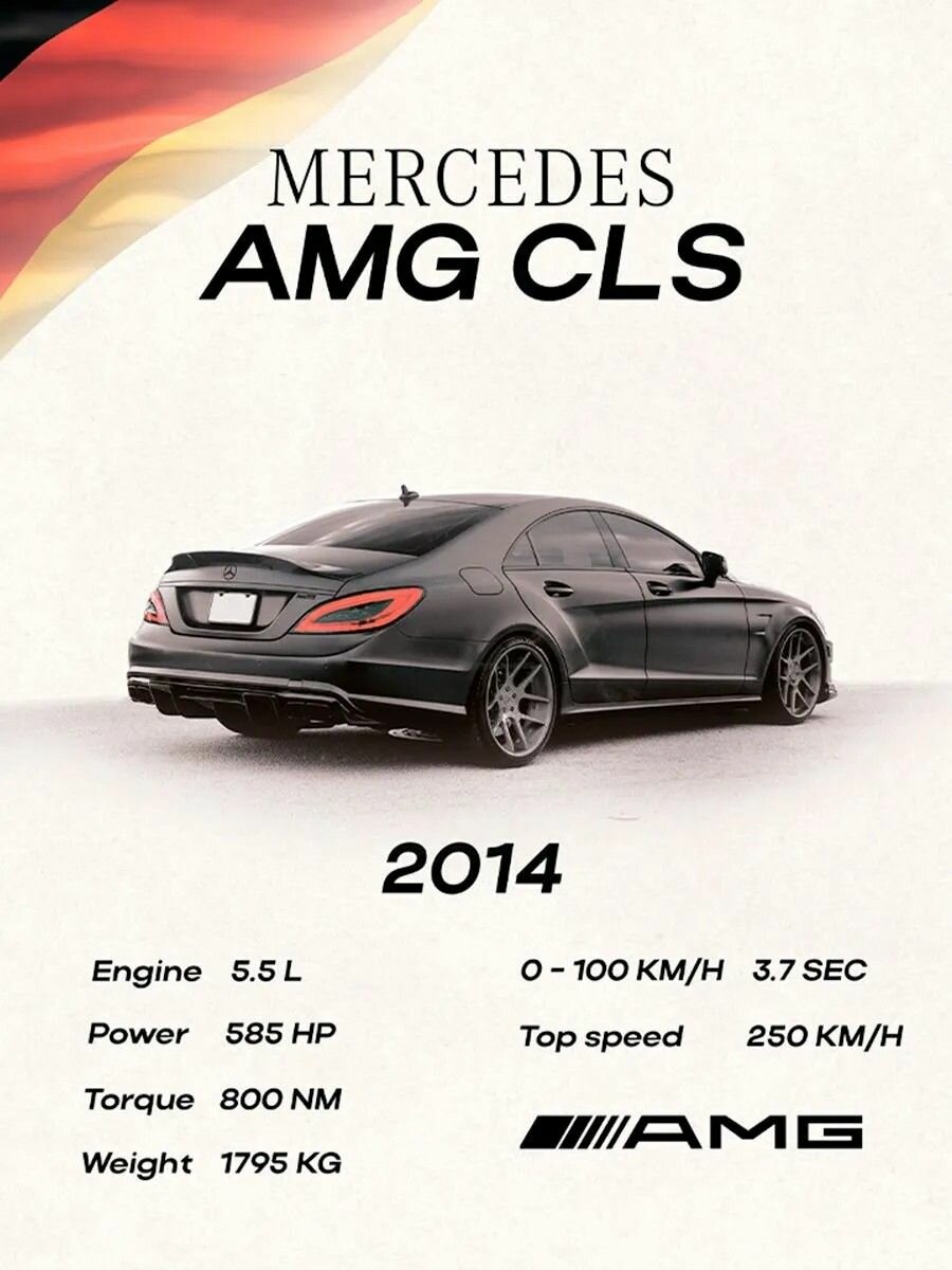 Постер для интерьера на стену (60х90 см). Авто Mercedes amg cls