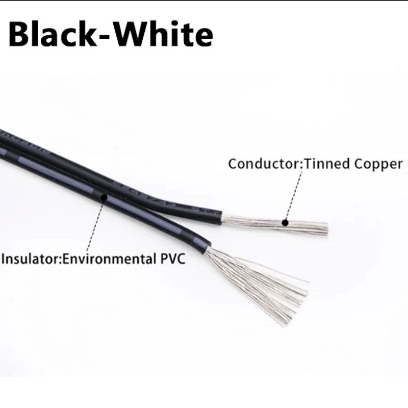 Двухъядерный провод UL2468 30-16 AWG 30AWG, Black-White, 5 Meters