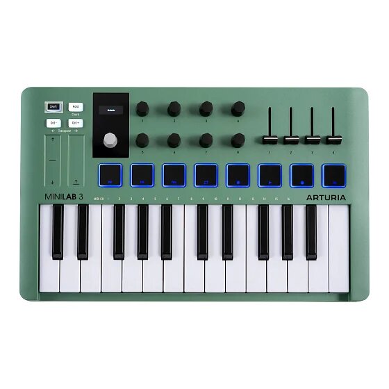 Клавиатура MIDI Arturia MiniLAB 3, подсветка, 25 клавиш, ментоловый