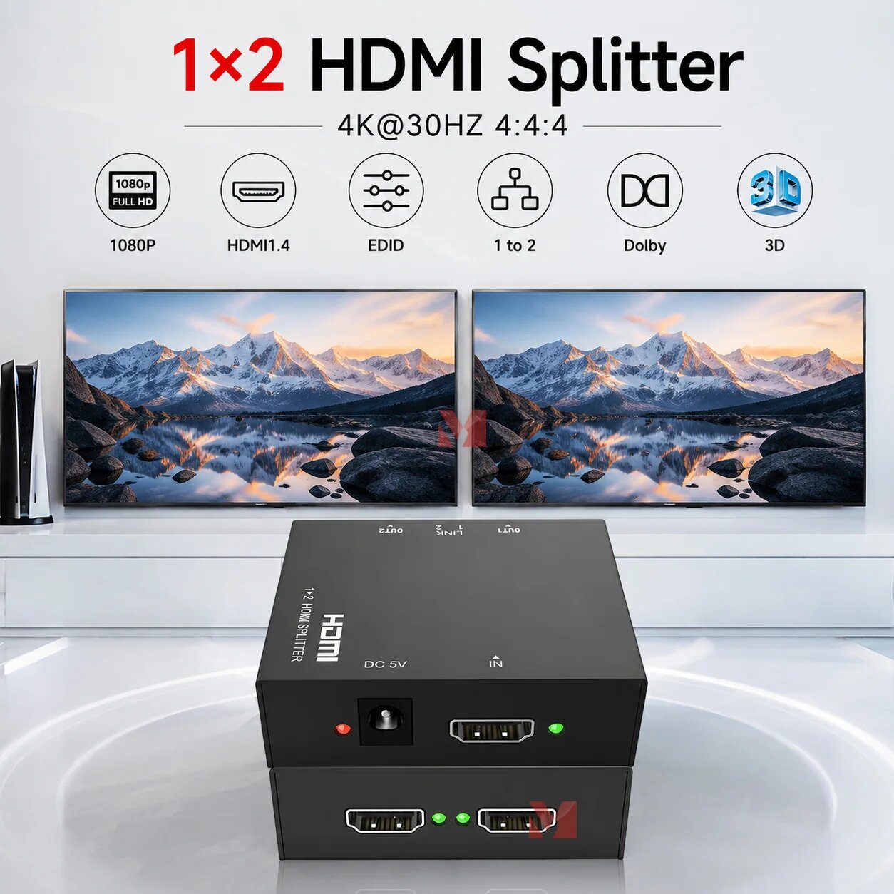 HDMI сплиттер LINK-MI 1x2 4K EU Power Plug
