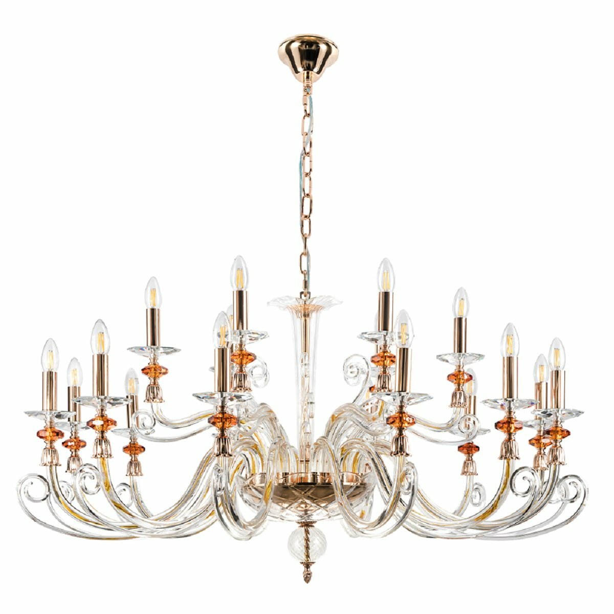 Подвесная люстра Crystal Lux Catarina SP12+6 V2 Gold/Transparent-Cognac