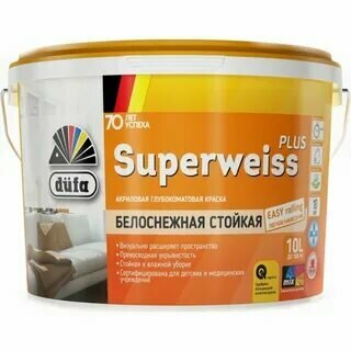 Краска интерьерная Dufa SuperWeiss Plus для стен и потолков, 2.5 л