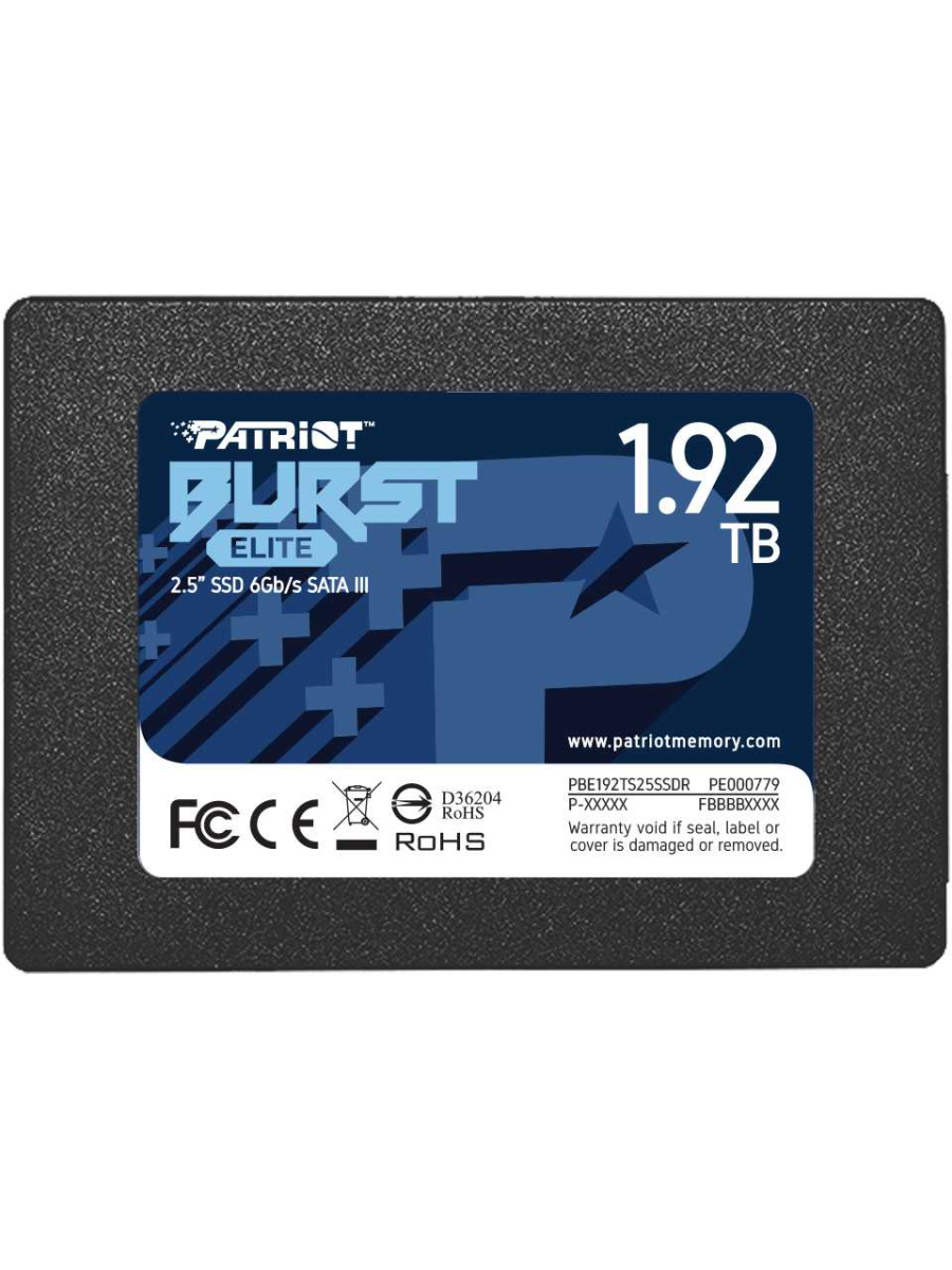 Накопитель SSD Patriot Burst Elite PBE192TS25SSDR 1,92 ТБ, 2.5", SATA III, SATA 450 МБ/с