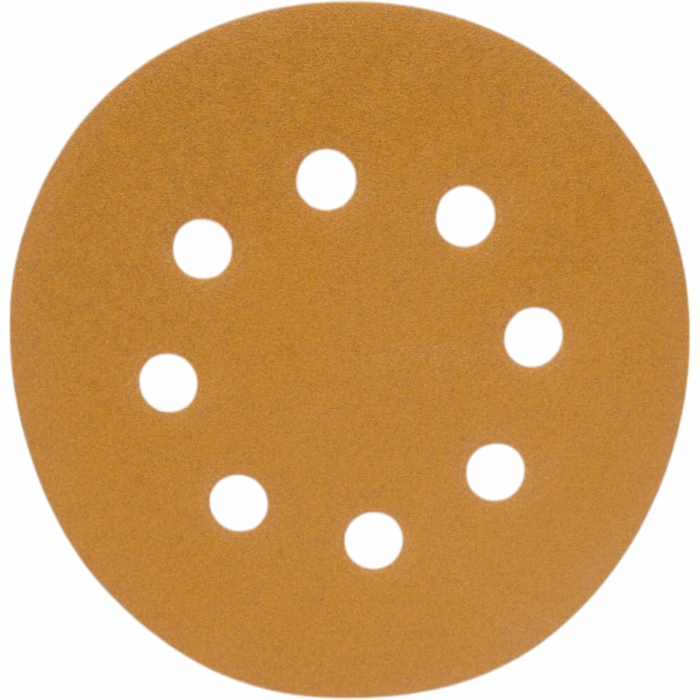Диск абразивный с липучкой Sandpaper (yellow) 125 мм, 8 отверстий, P180, 10 шт BRUSHTEX 125Y8-180