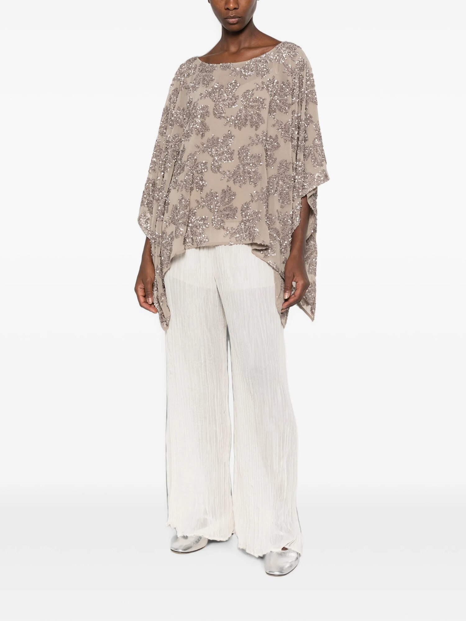 Блуза Marina Rinaldi Sequin-embellished floral-pattern blouse, размер 50 — фото 1