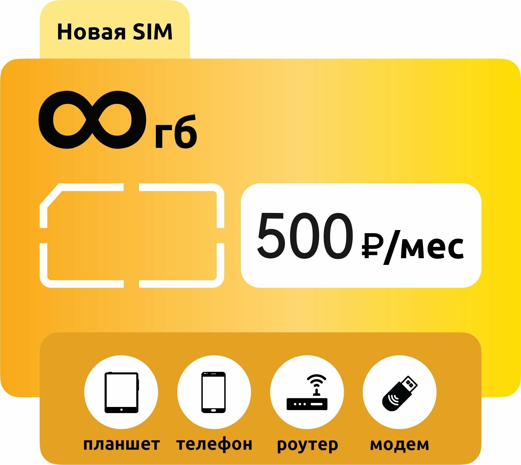 Сим карта с безлимитным интернетом для модема и роутера за 500 рублей в месяц