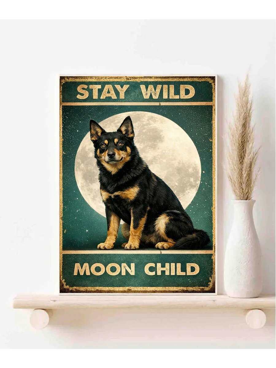 Австралийский келпи, Stay Wild Moon Child, Плакат 30x42см