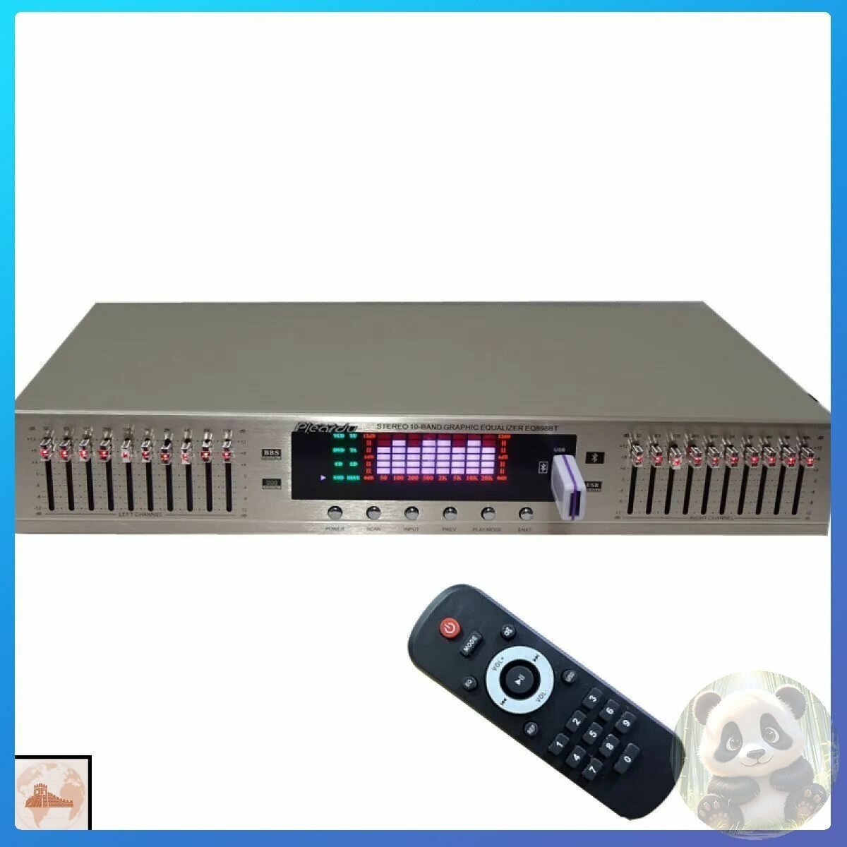 Эквалайзер стереоэффектов EQ-898BT, Bluetooth/USB, золотой