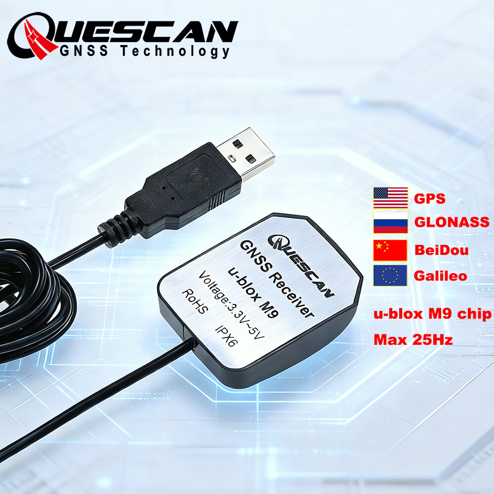 QUESCAN u-blox M9 M9N USB GPS Антенна USB GPS ГЛОНАСС Galileo BeiDou приемник Android Windows USB NMEA RTCM UBX 1-25Hz