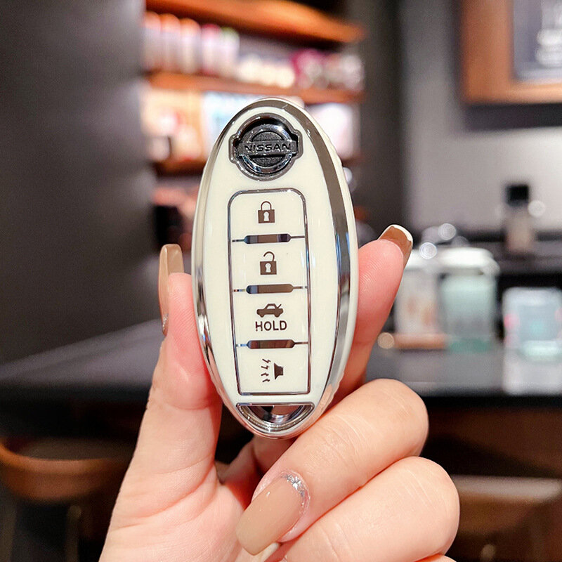 Nissan 4-Button Key Fob Case в белом цвете, одиночная упаковка для автомобилей Nissan, премиум-чехол для ключей