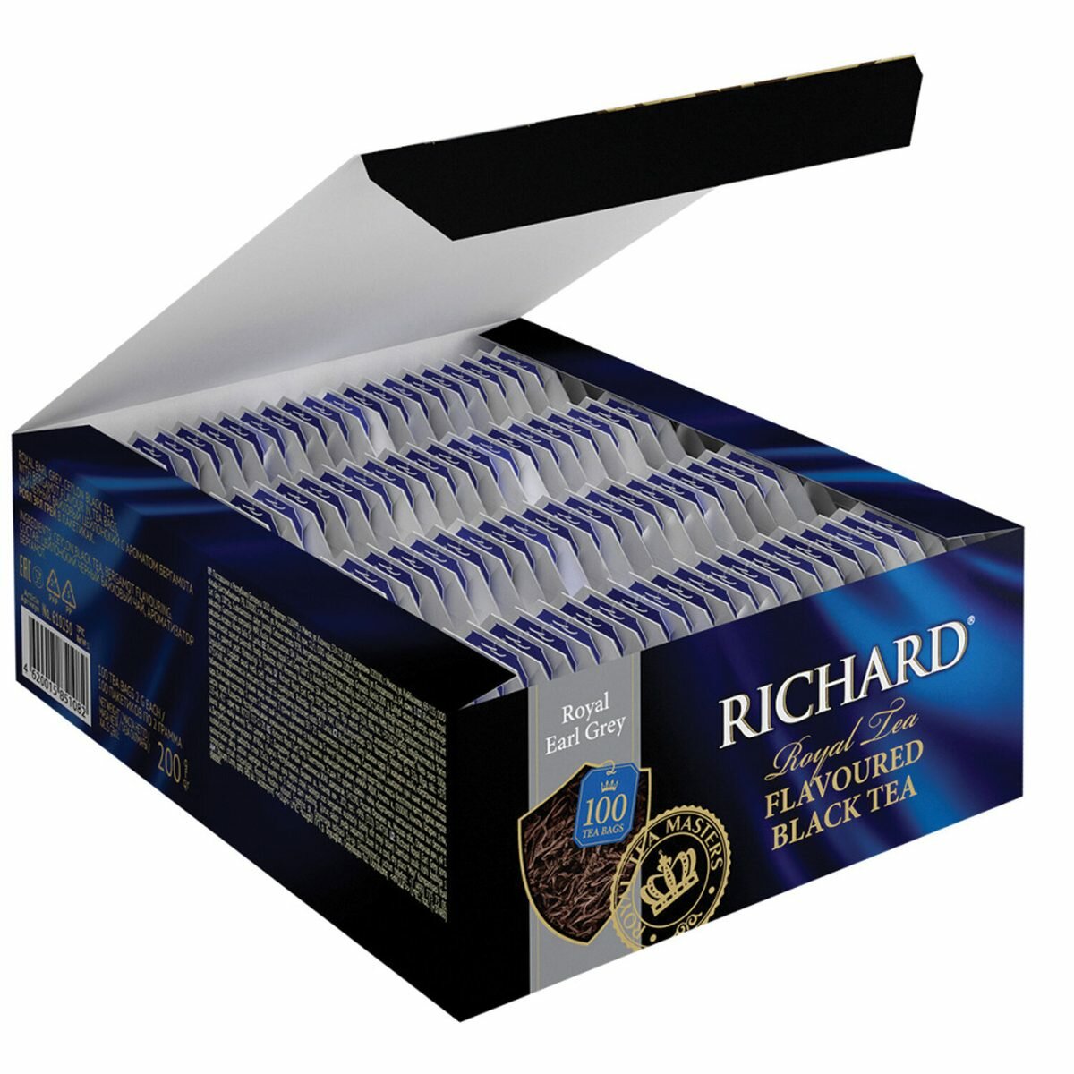 Чай Richard Royal Earl Grey, черный с бергамотом, 100 пакетиков по 2г (610250), 2 уп. (622172)