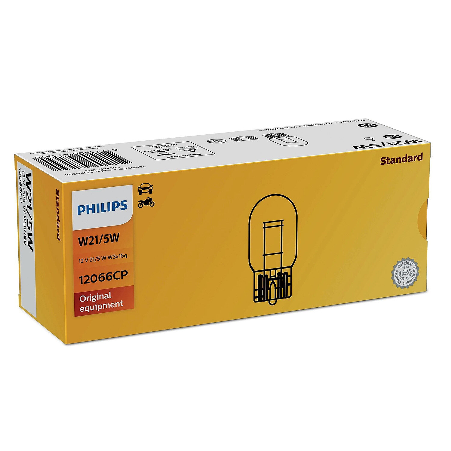 Лампа Philips Vision W21/5W 12V 21/5W W3x16q 10 шт. 12066CP