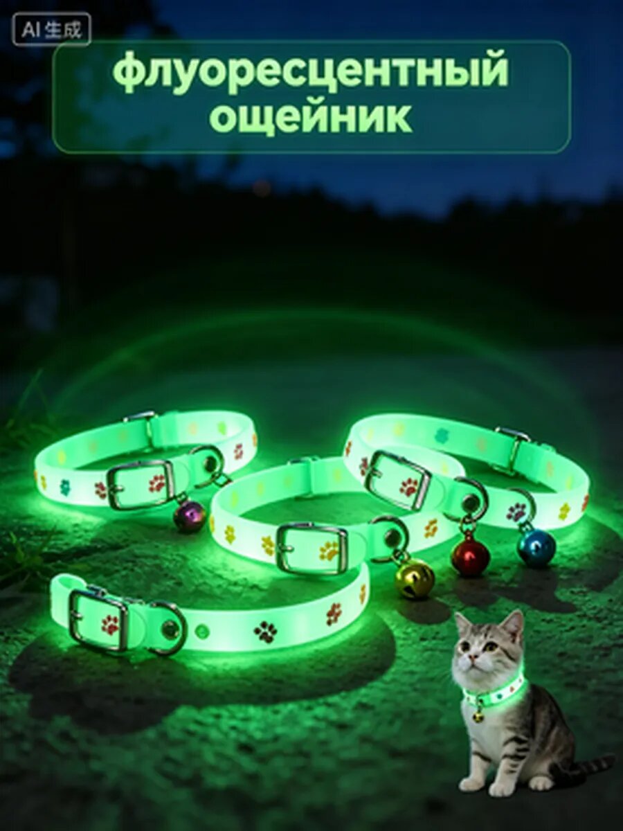 Светящийся ошейник для собак и кошек, флуоресцентный