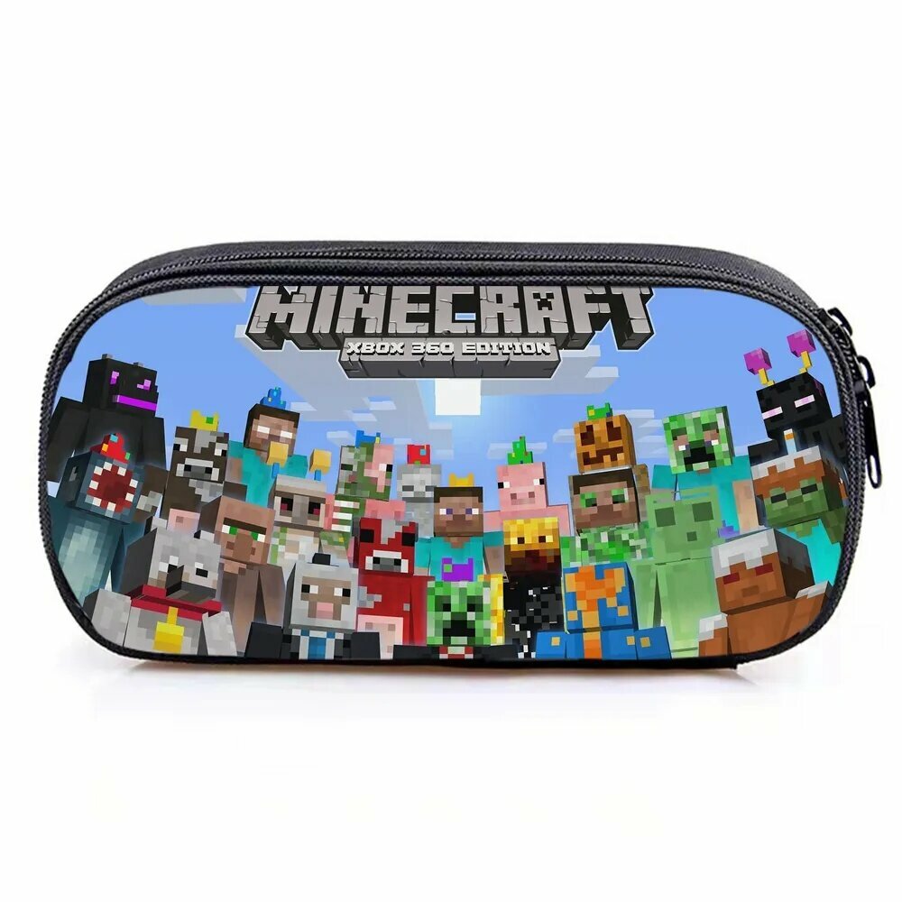 Пенал для мальчика школьный 2 отделения майнкрафт с паролем Minecraft