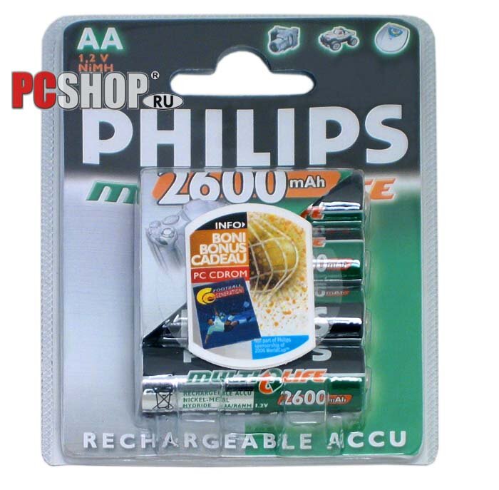 Аккумулятор АА Philips HR6-4BL 2600мА/ч Ni-Mh в блистере 4шт.